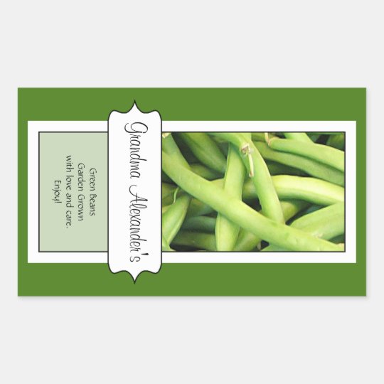 Personalized Canning Jar Label, Custom Green Beans Rectangular Sticker ...
