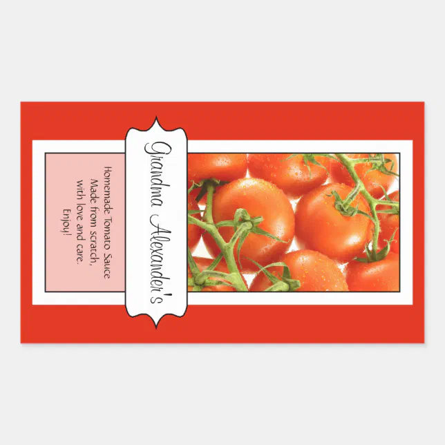 Personalized Canning Jar Label, Custom Tomato Rectangular Sticker | Zazzle
