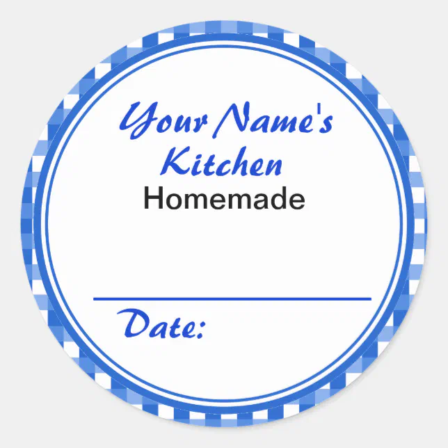 Personalized Canning Labels Round Sticker Blue | Zazzle