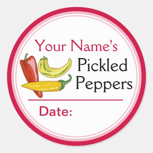 Personalized Canning Labels Round Sticker Peppers | Zazzle.com