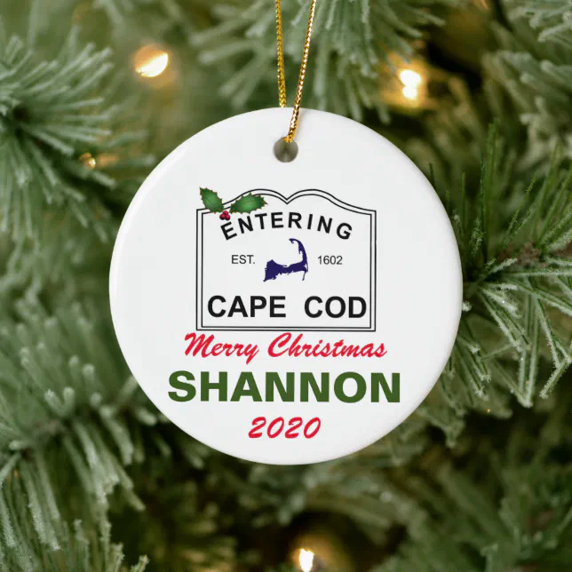 PERSONALIZED Cape Cod Christmas Ceramic Ornament | Zazzle
