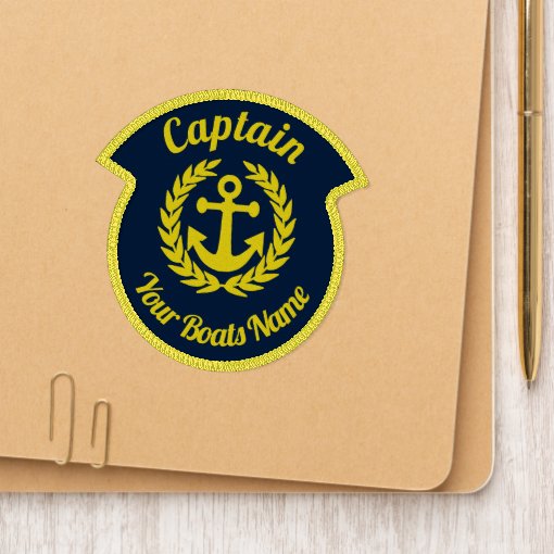 Personalized captain and boat patch | Zazzle