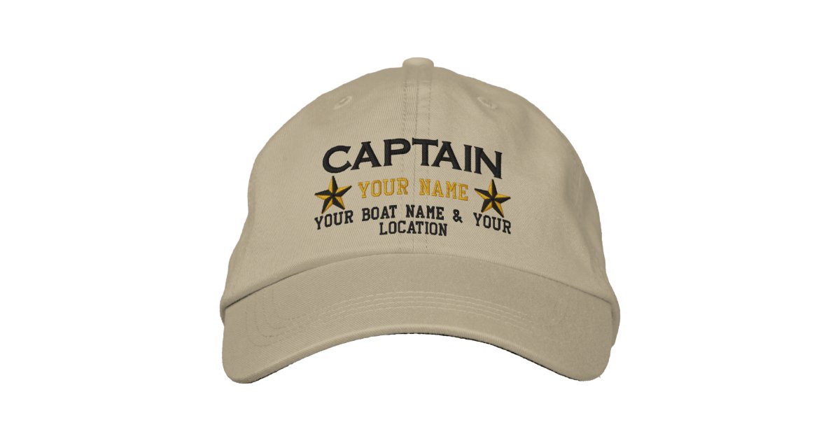 Personalized Captain Stars Ball Cap Embroidery | Zazzle