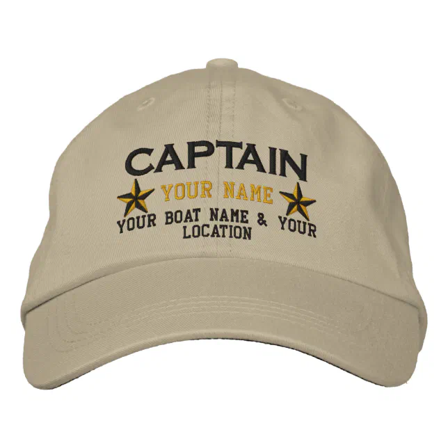 Personalized Captain Stars Ball Cap Embroidery | Zazzle