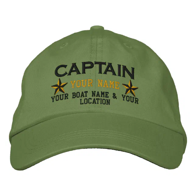 Personalized Captain Stars Ball Cap Embroidery | Zazzle