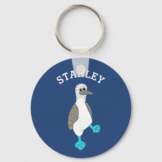 Personalized Cartoon Blue-Footed Booby Bird Keychain | Zazzle