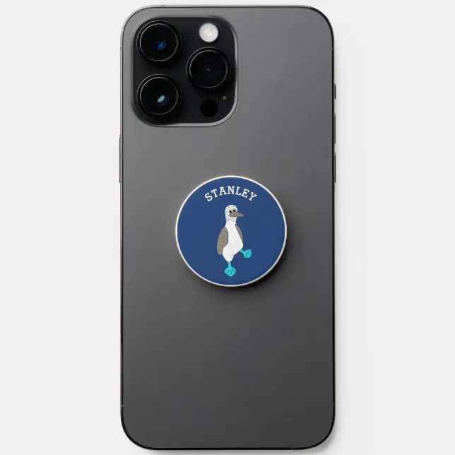 Personalized Cartoon Blue-Footed Booby Bird PopSocket | Zazzle