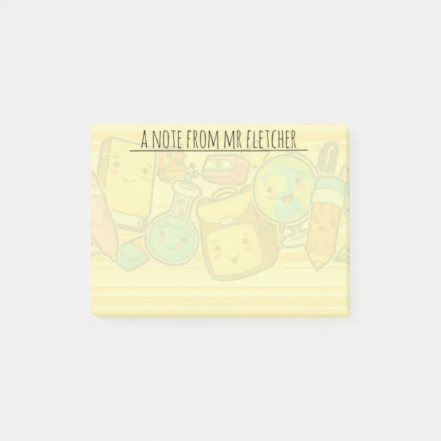 Personalized Cartoon School Supply Pattern Post-it Notes | Zazzle
