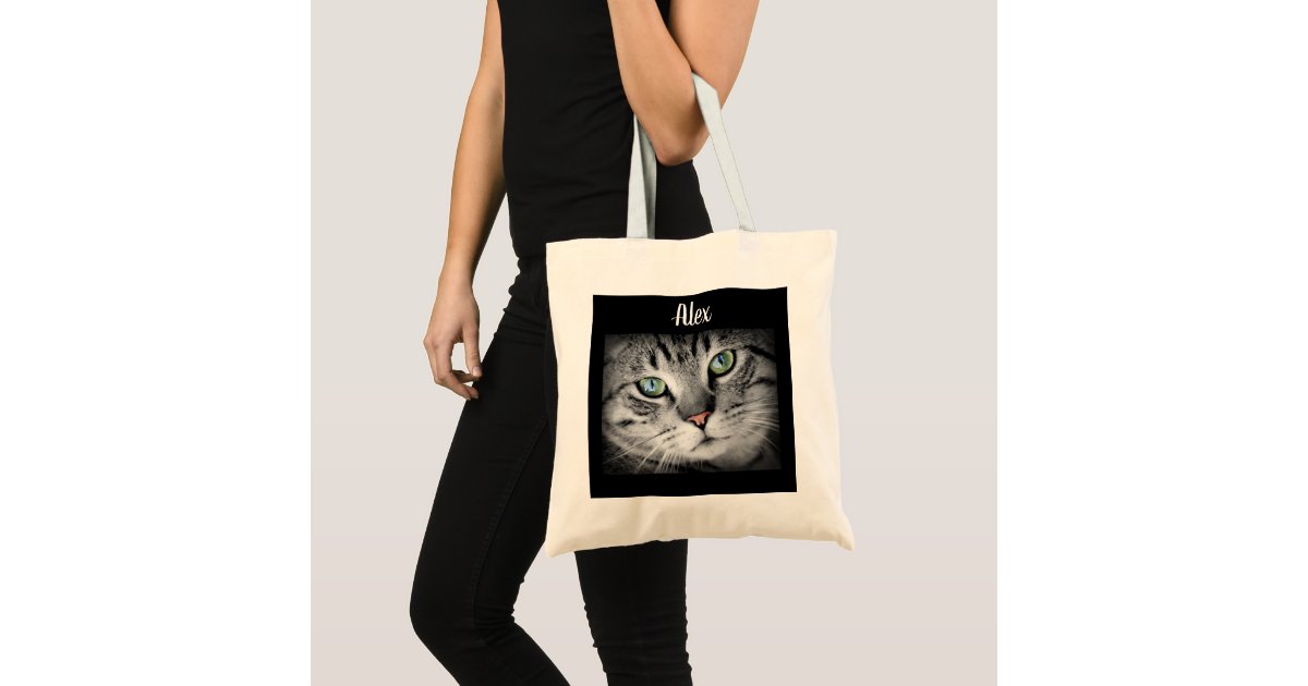 Personalized Cat Photo and Name Tote Bag | Zazzle