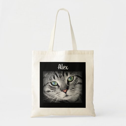 Personalized Cat Photo and Name Tote Bag | Zazzle