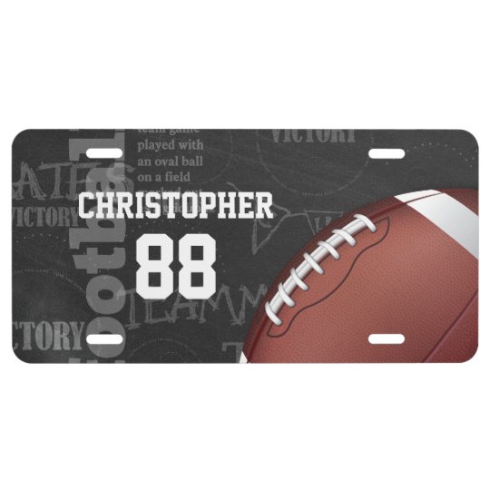 Personalized Chalkboard American Football License Plate | Zazzle.com