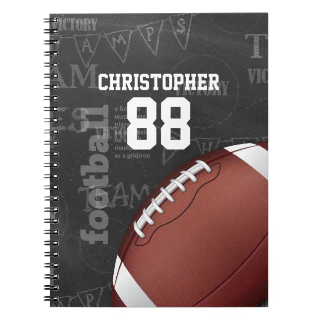 Personalized Chalkboard American Football Notebook | Zazzle