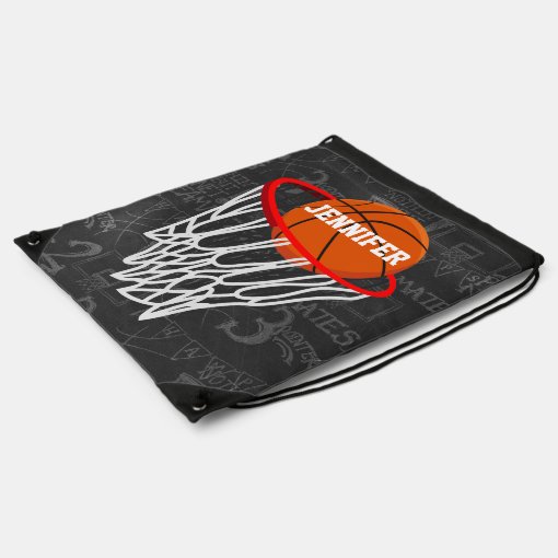 Personalized Chalkboard Basketball and Hoop Drawstring Bag | Zazzle