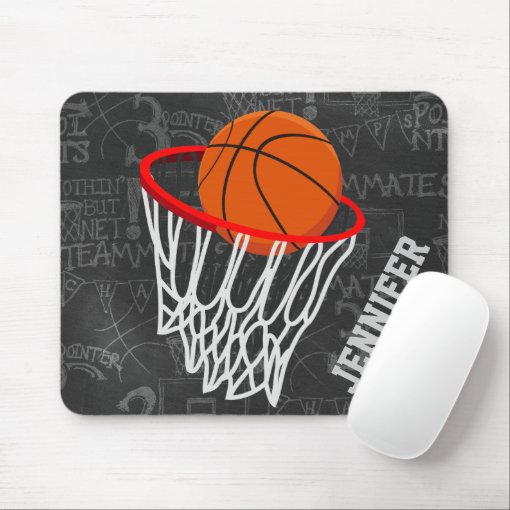 Personalized Chalkboard Basketball and Hoop Mouse Pad | Zazzle