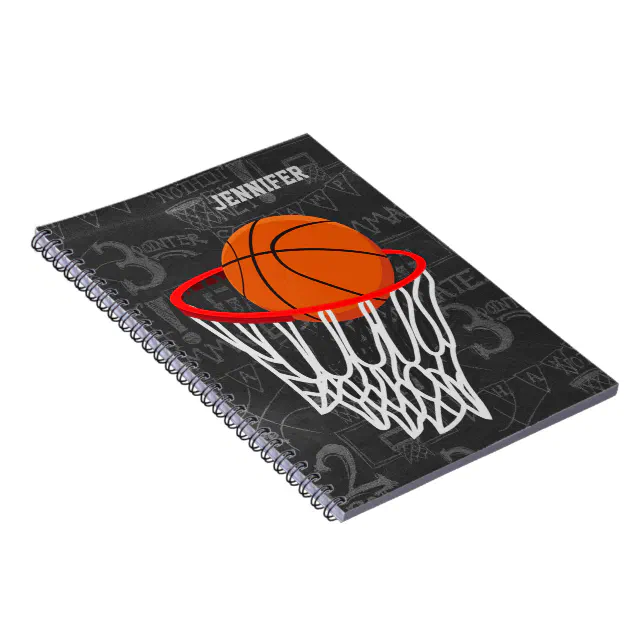 Personalized Chalkboard Basketball and Hoop Notebook | Zazzle