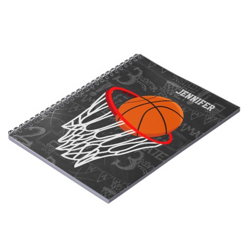 Personalized Chalkboard Basketball and Hoop Notebook | Zazzle