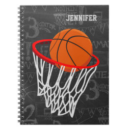 Personalized Chalkboard Basketball and Hoop Notebook | Zazzle