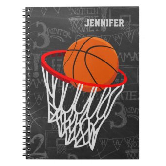 Personalized Chalkboard Basketball and Hoop Notebook | Zazzle