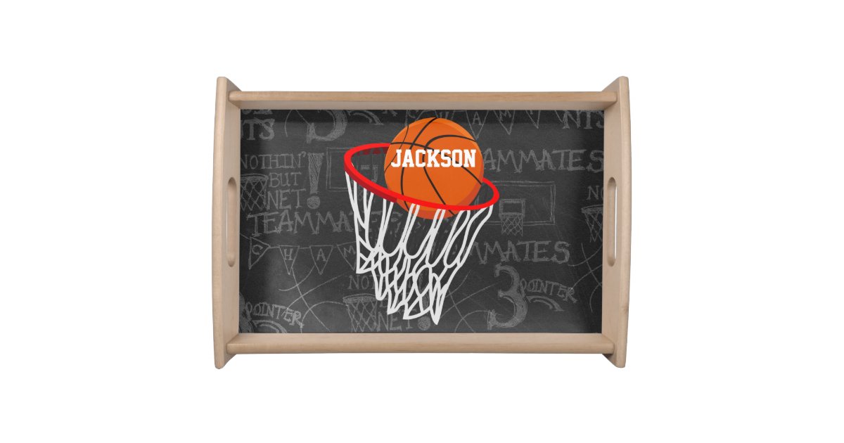 Personalized Chalkboard Basketball and Hoop Serving Tray | Zazzle