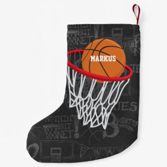 Personalized Chalkboard Basketball and Hoop Small Christmas Stocking ...