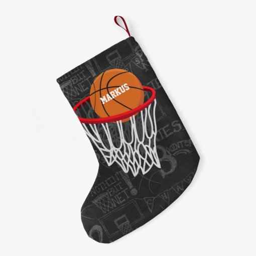 Personalized Chalkboard Basketball and Hoop Small Christmas Stocking ...