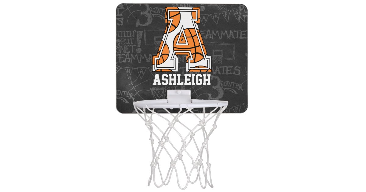 Personalized Chalkboard Basketball Letter A Mini Basketball Hoop | Zazzle
