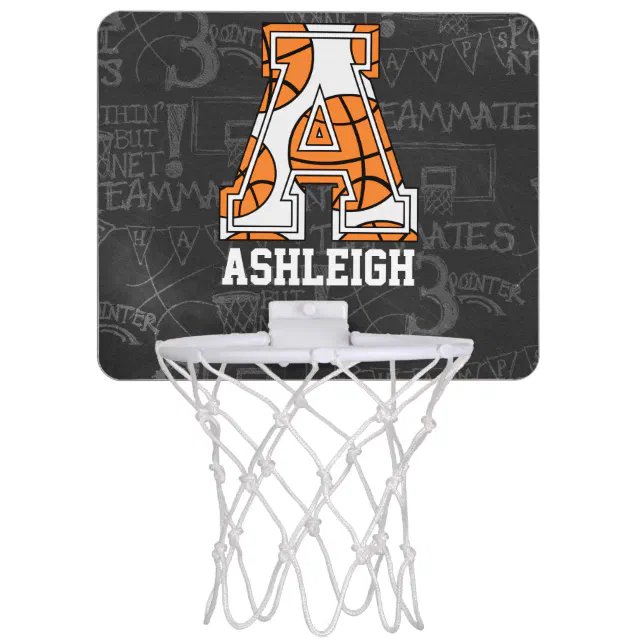 Personalized Chalkboard Basketball Letter A Mini Basketball Hoop | Zazzle