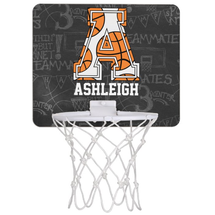 Personalized Chalkboard Basketball Letter A Mini Basketball Hoop ...