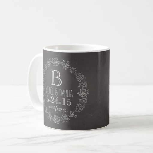Personalized Chalkboard Monogram Wedding Date Coffee Mug | Zazzle