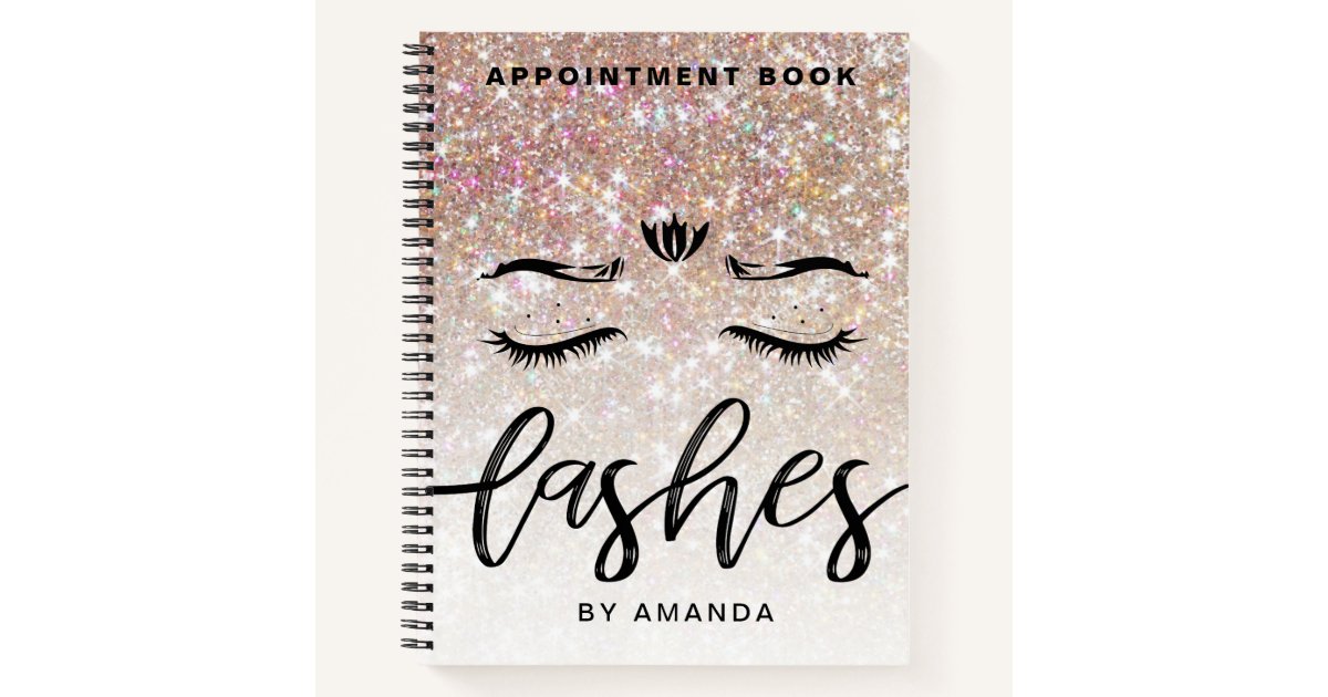 Personalized Champagne Lashes Appointment Book | Zazzle