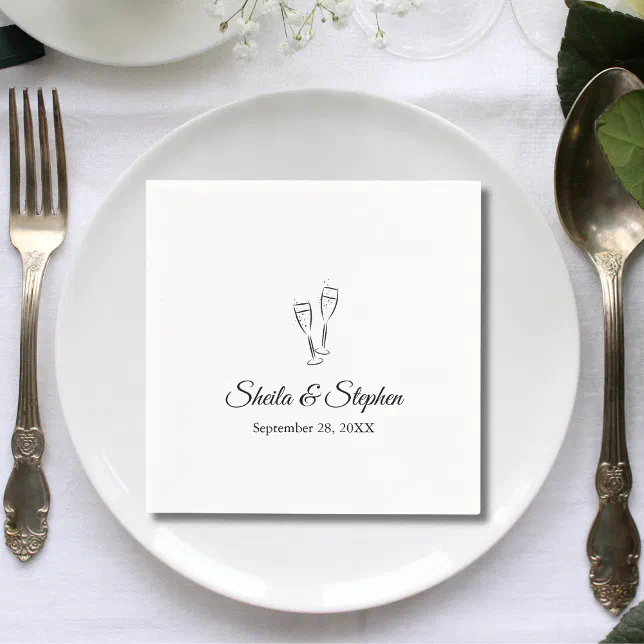Personalized Champagne Toast Wedding Paper Napkins | Zazzle