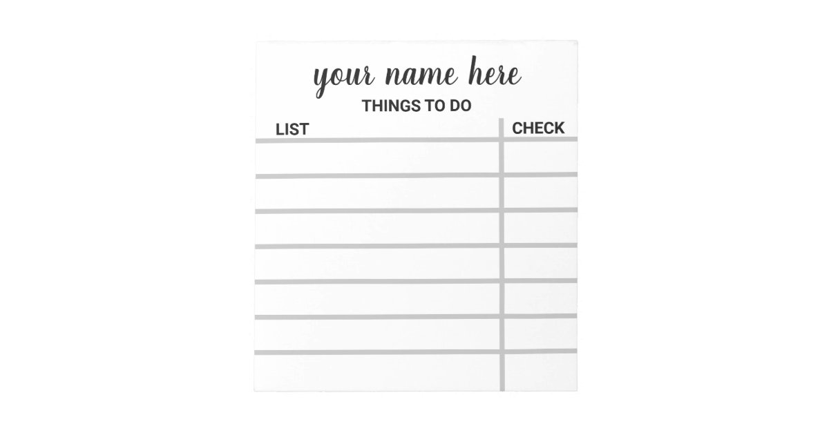 Personalized Check List Notepad | Zazzle