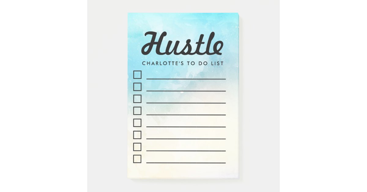 Personalized Checkbox To Do List Hustle Watercolor Post-it Notes | Zazzle