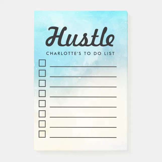 Personalized Checkbox To Do List Hustle Watercolor Post-it Notes | Zazzle