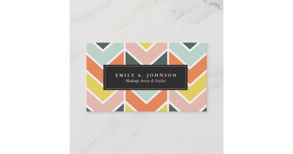 Personalized | Cheerful Chevron by Origami Prints Business Card | Zazzle