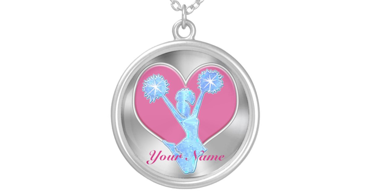 Personalized Cheerleader Necklaces NAME and Heart | Zazzle