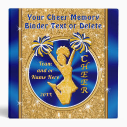 Personalized Cheerleading Binder, Blue and Gold 3 Ring Binder | Zazzle