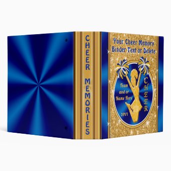 Personalized Cheerleading Binder, Blue and Gold 3 Ring Binder | Zazzle