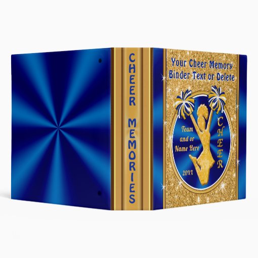Personalized Cheerleading Binder, Blue and Gold 3 Ring Binder | Zazzle