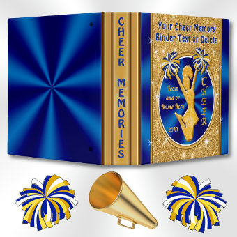 Personalized Cheerleading Binder, Blue and Gold 3 Ring Binder | Zazzle