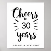Personalized Cheers to 30 Years Poster | Zazzle