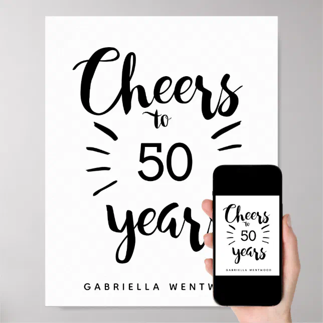 Personalized Cheers to 50 Years Poster | Zazzle