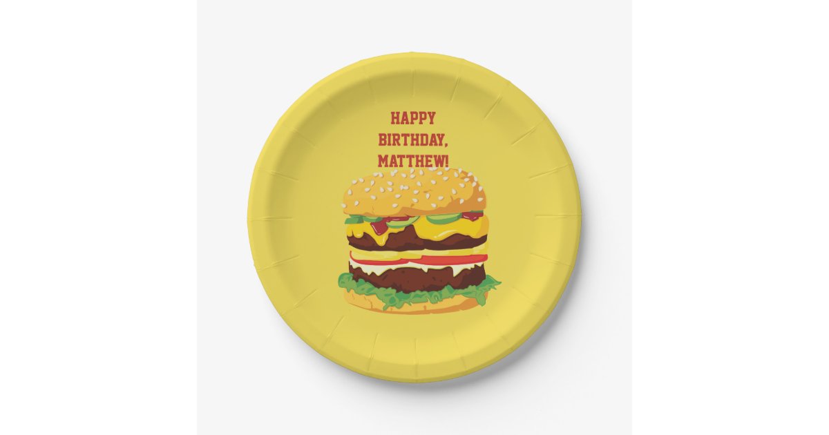 Personalized Cheeseburger Party Paper Plates | Zazzle