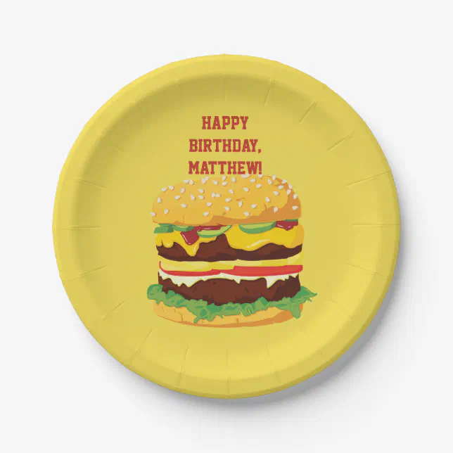 Personalized Cheeseburger Party Paper Plates | Zazzle