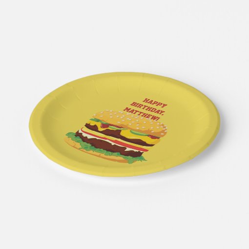 Personalized Cheeseburger Party Paper Plates | Zazzle