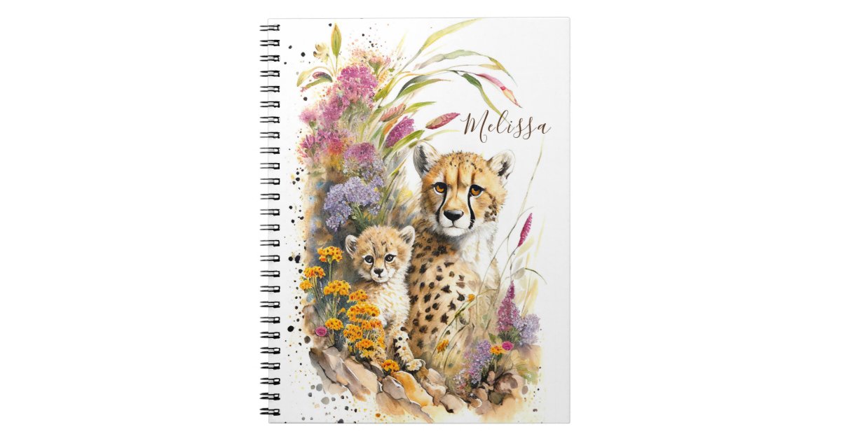 Personalized Cheetah School Office Notebook Gift | Zazzle