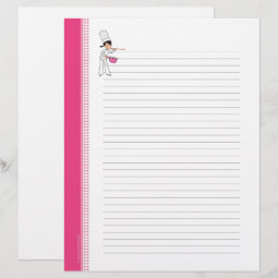 Personalized Chef Design Recipe Page Lined | Zazzle