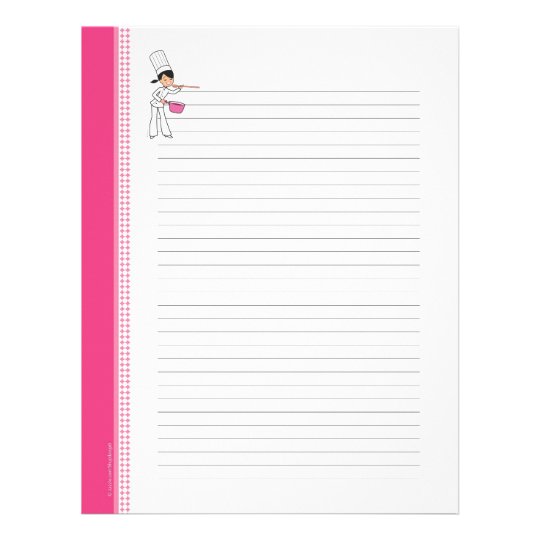 Personalized Chef Design Recipe Page Lined | Zazzle.com