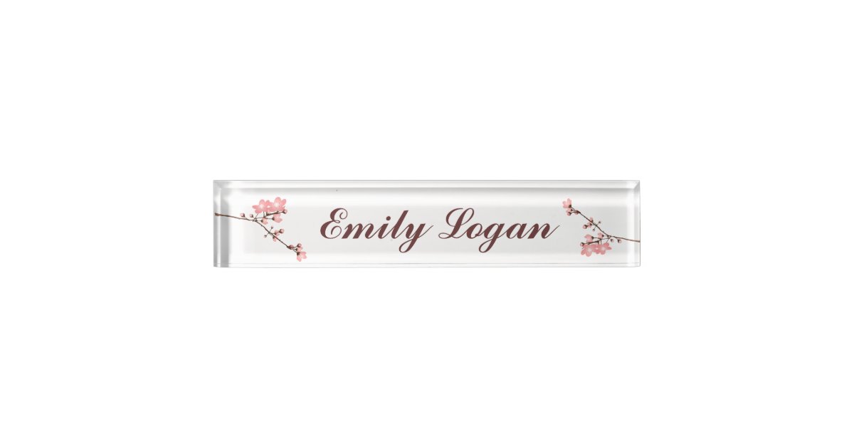 Personalized Cherry Blossom Desk Nameplate | Zazzle