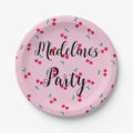 Personalized Cherry Cherries Pattern Pink Party Paper Plates | Zazzle